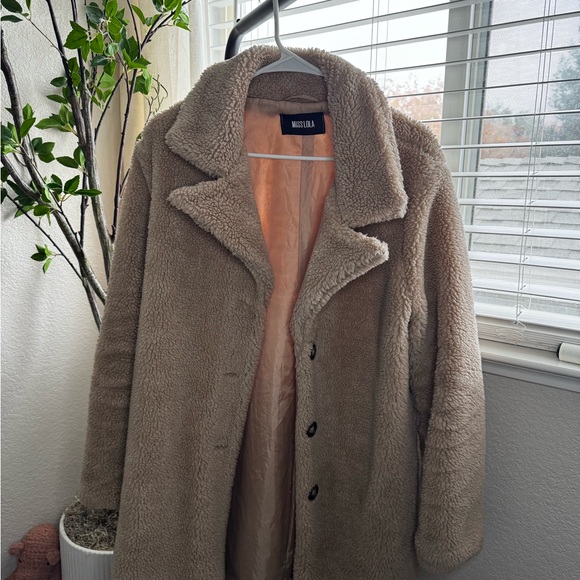 Miss Lola | Jackets & Coats | Miss Lola Tan Teddy Jacket | Poshmark